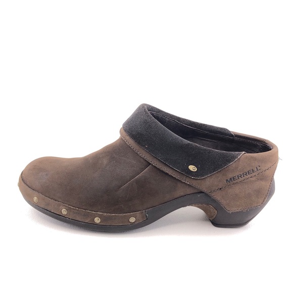 Merrell | Shoes | Merrell Luxe Wrap Brown Leather Slip On Mules 9 ...